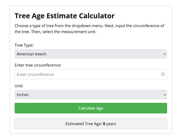 Tree Age Calculator - GoTreeQuotes